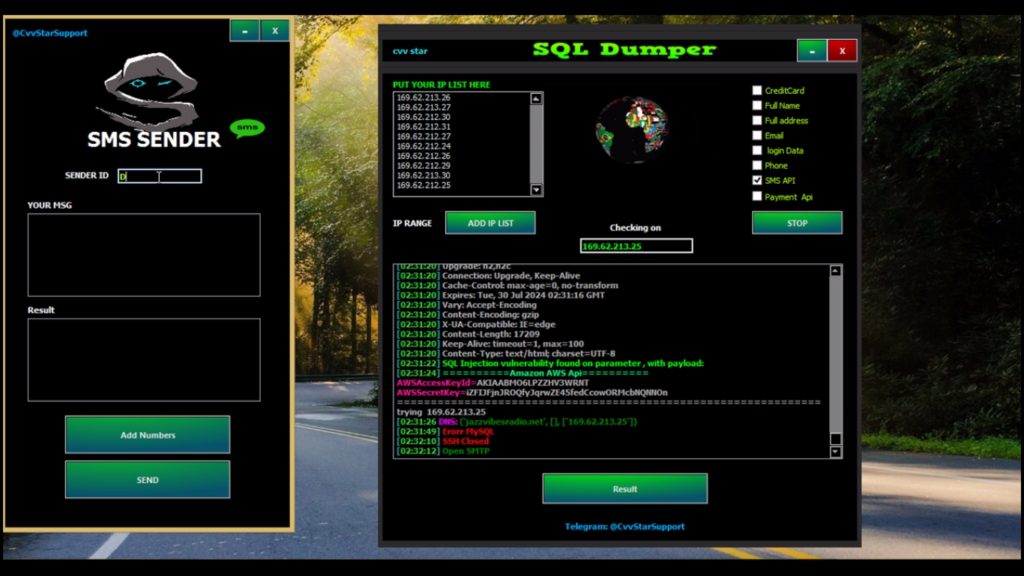 SQL Dumper SMS API – CvvStar